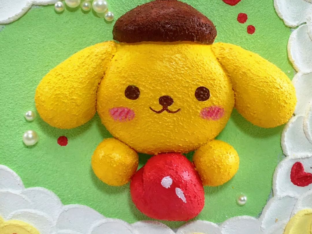 大黄布丁狗粘土手工画