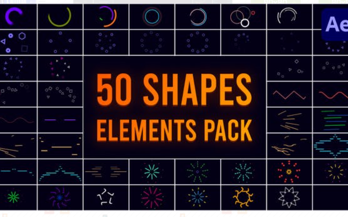 AE模板-50个MG动画元素包 兼容 After Effects 2019 及以上版本