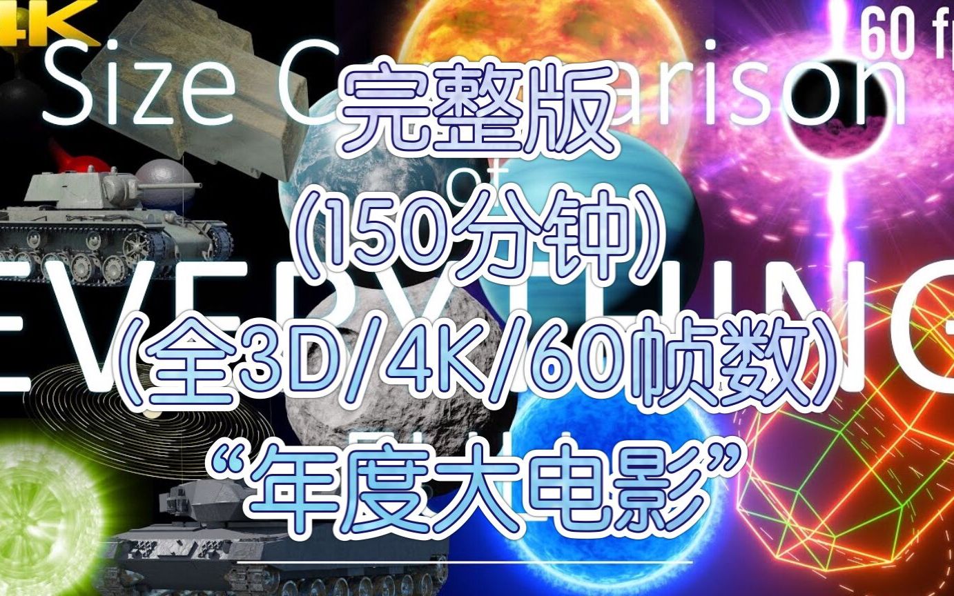 宇宙万物大小比较 2021 (完整版) [3D/4K/60FPS]