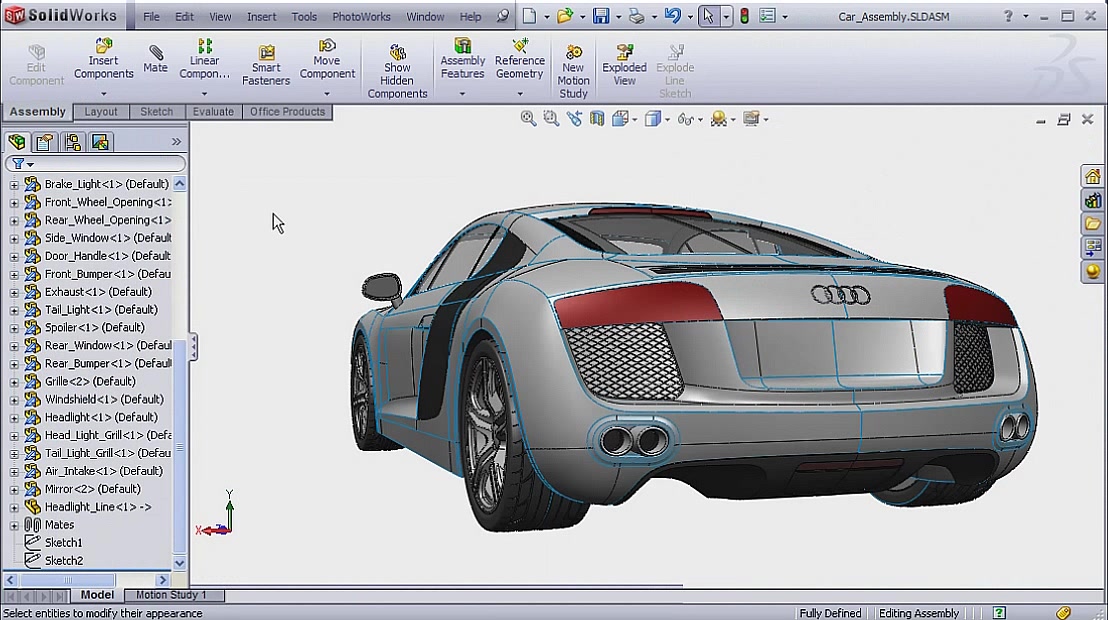 【Solidworks】奥迪R8汽车全套建模教程(全53节)【Youtube搬运】