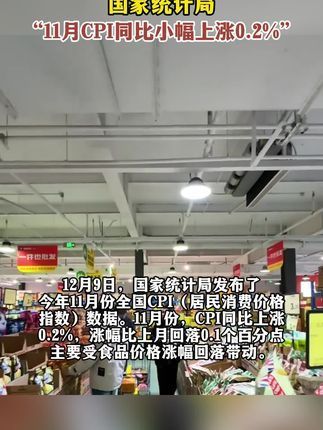 国家统计局:11月CPI同比小幅上涨0.2%