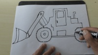 简笔画工坊: 挖掘机 工程车 最简单画法, 你家孩子会吗?