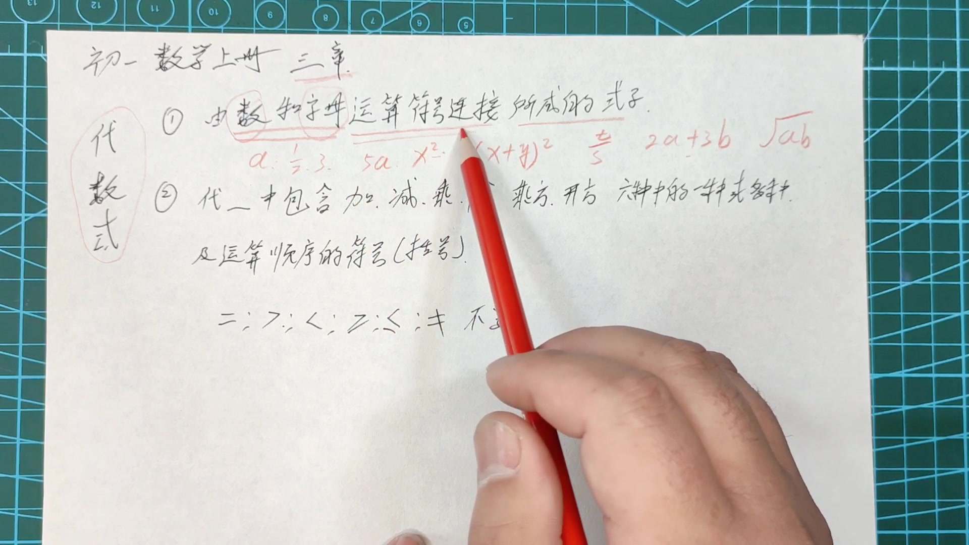 初中数学,七年级上册数学基本知识点,代数式讲解