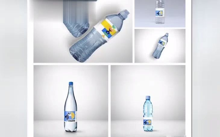 40款矿泉水纯净水饮料塑料瓶桶装水标签贴图样机psd分层设计素材模板