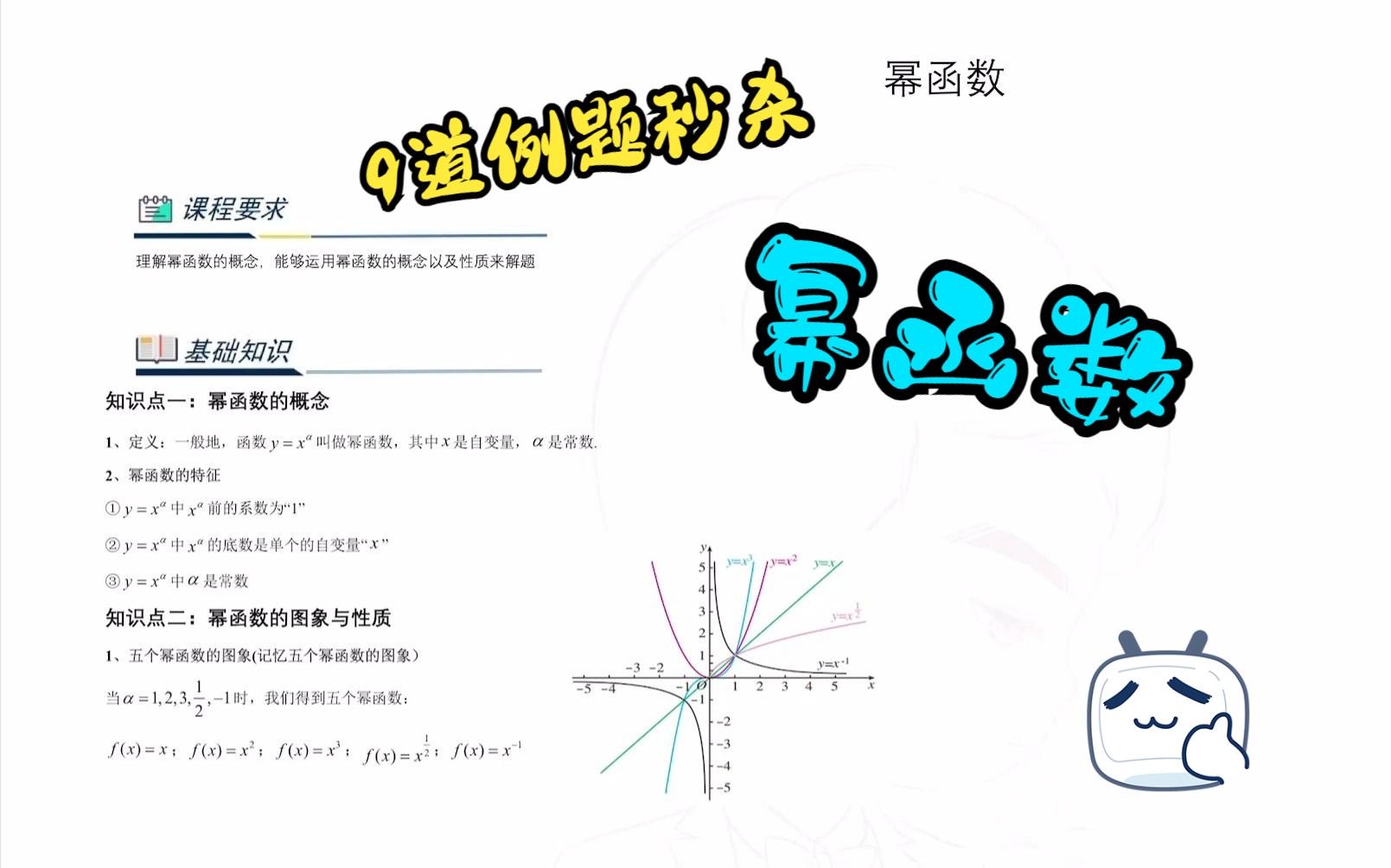 9道例题解决常见幂函数问题