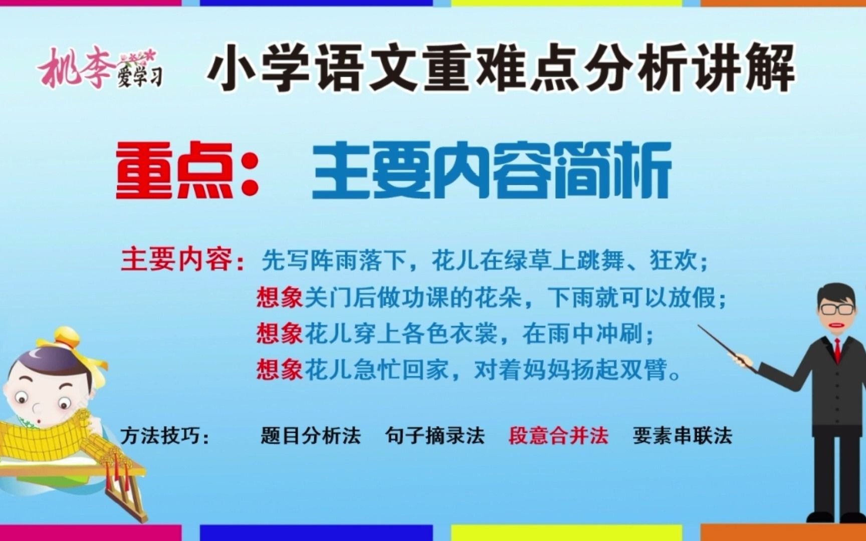 小学语文三年级上册知识点精讲005:花的学校主要内容概括技巧