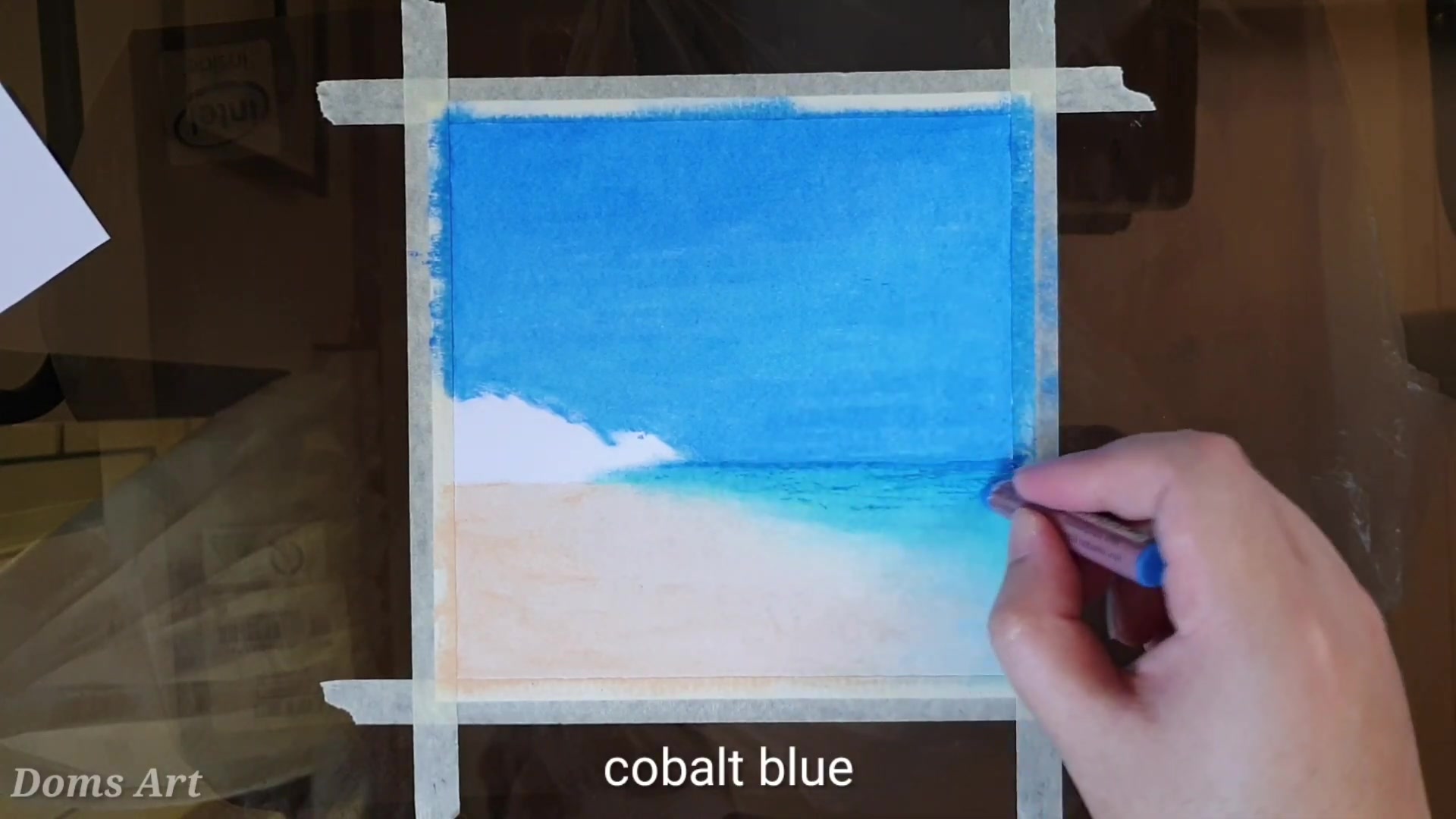 【油画棒作品】欣赏用油画棒画出美丽的海滩风景