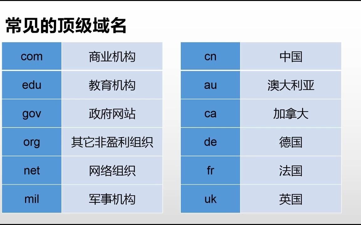 信息技术微课:因特网的域名地址