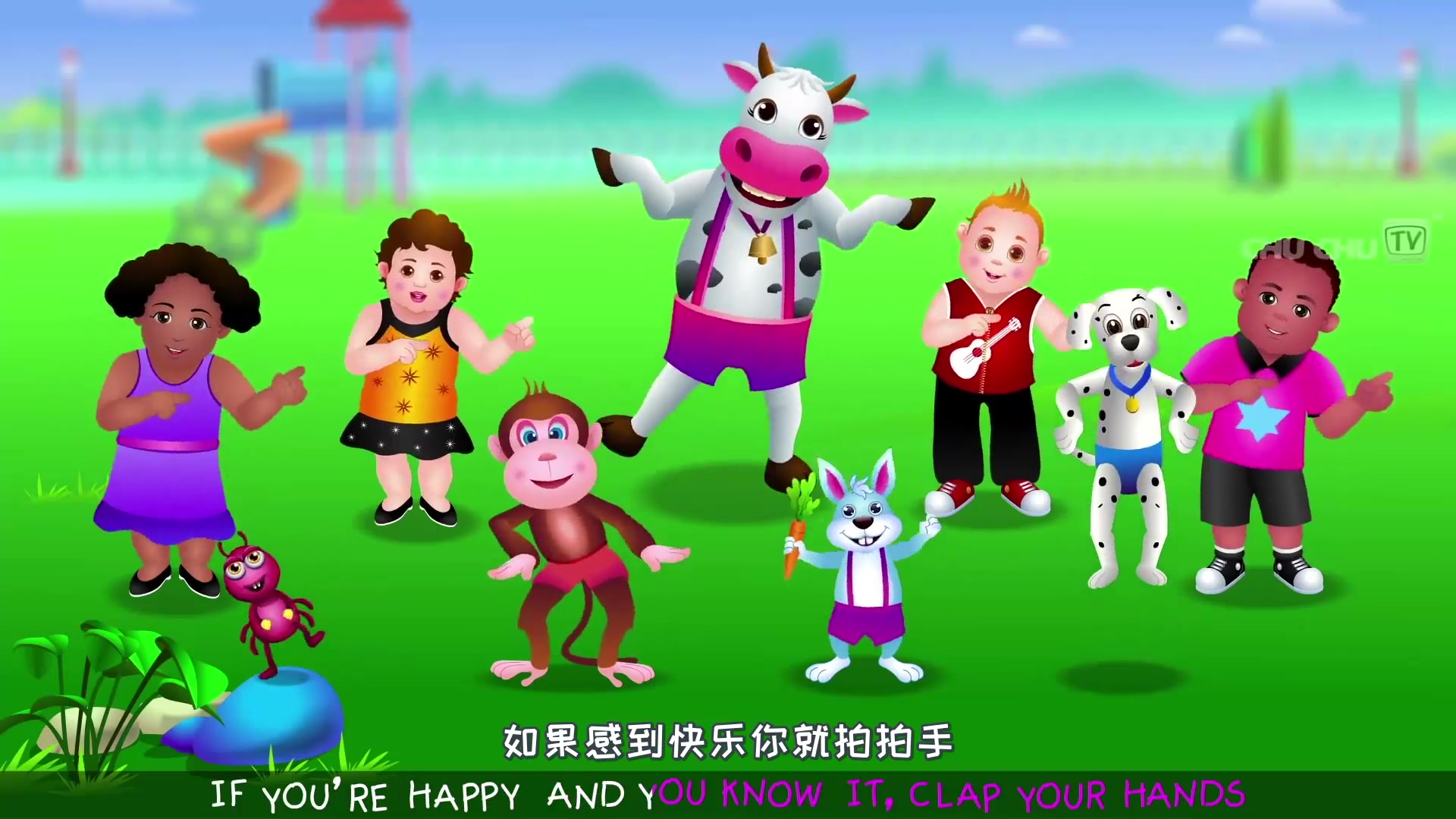 如果感到快乐你就拍拍手(中英双语字幕) 小孩唱歌学英语 外国的小孩是...
