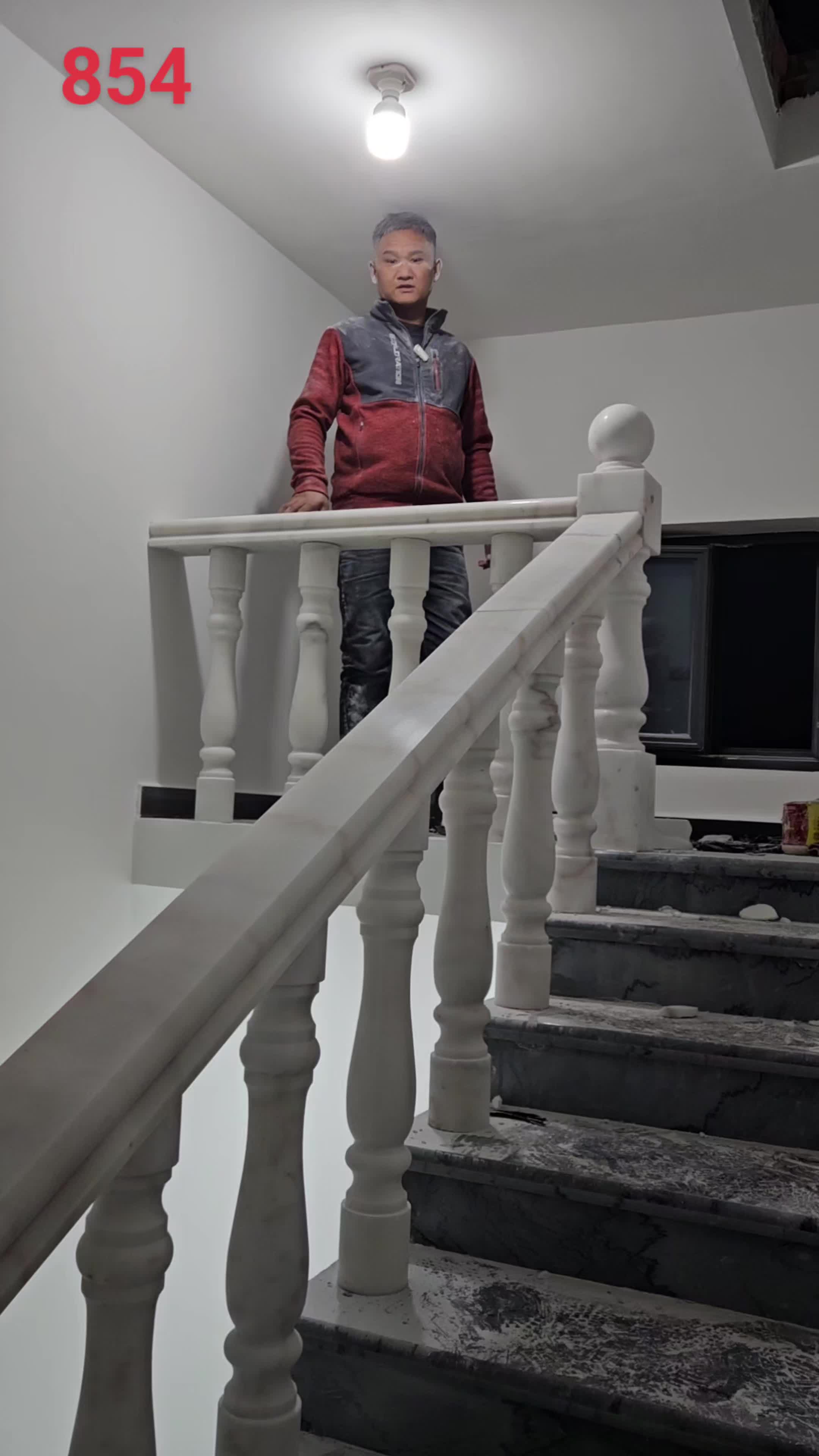 楼梯扶手栏杆#现场施工 #楼梯 #施工现场实拍 #楼梯扶手,庭院别墅,...