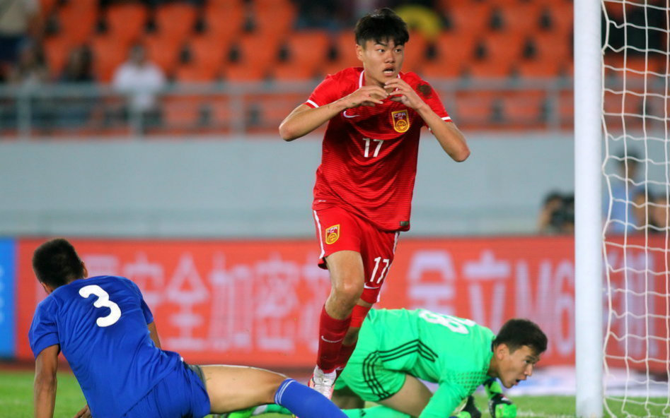捷报:中国U19男足3:0战胜哈萨克斯坦U19男足