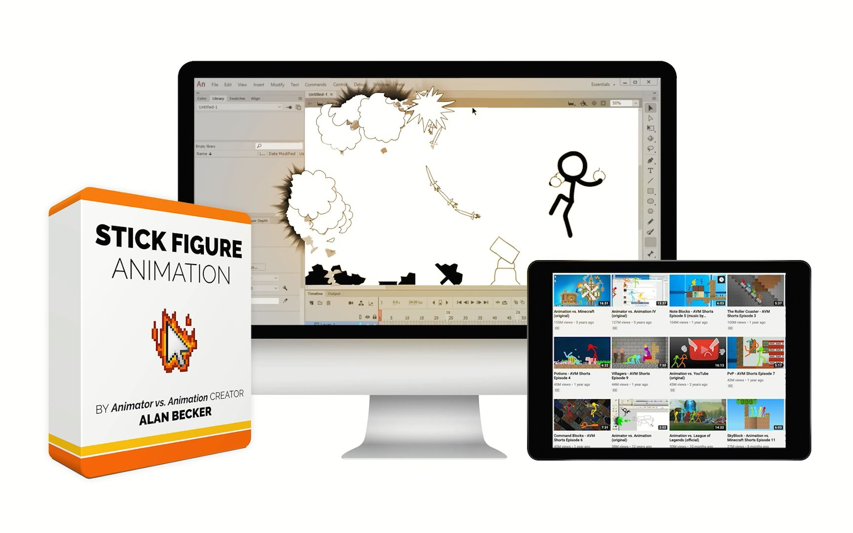 Animate CC火柴人动画实例制作训练视频教程 RRCG