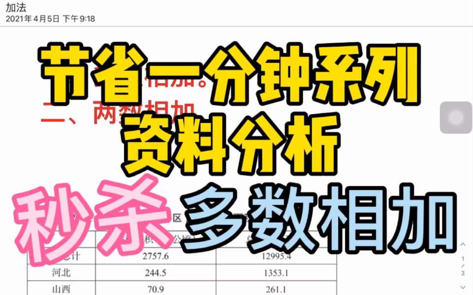 秒杀!资料分析多数相加问题