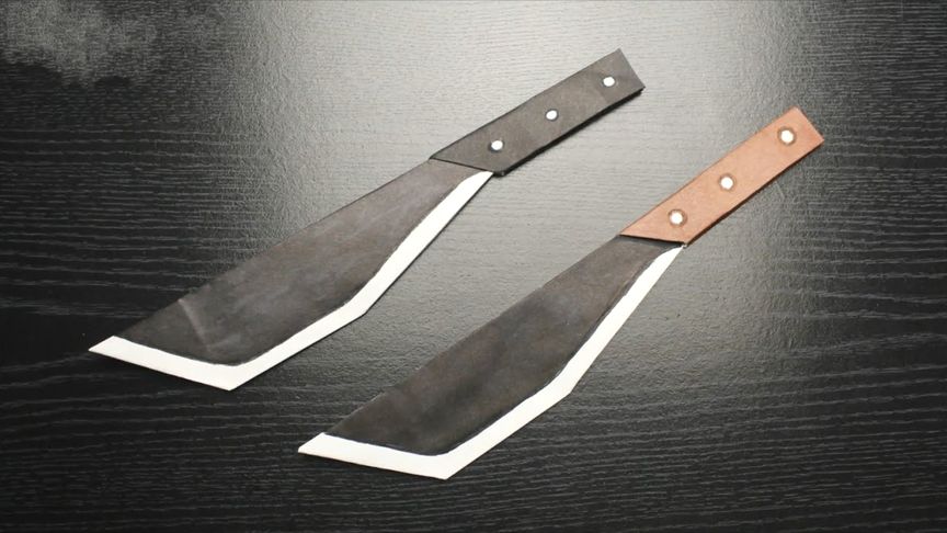 威风凛凛的折纸大刀,男孩们很喜欢,夹在书里当书签正合适!