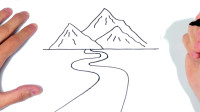 儿童简笔画;如何画大山一步一步大山图