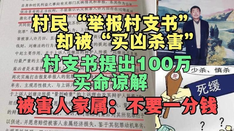 男子"举报村支书"却被"买凶杀害"村支书提出100万买命谅解