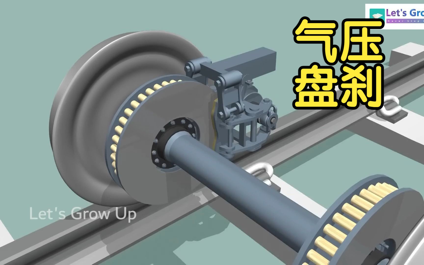 【中字/略硬核】3D动画 详细展示火车是如何刹车的 (自动空气盘式制动)