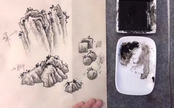 山水画皴法讲解示范,纯纯的干货哦