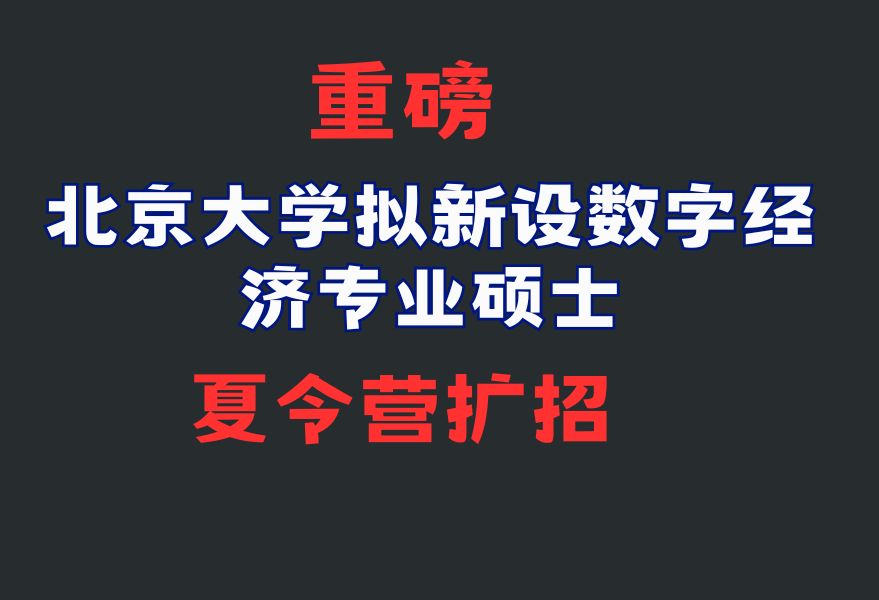 重磅!北京大学拟新设数字经济专业硕士,夏令营扩招