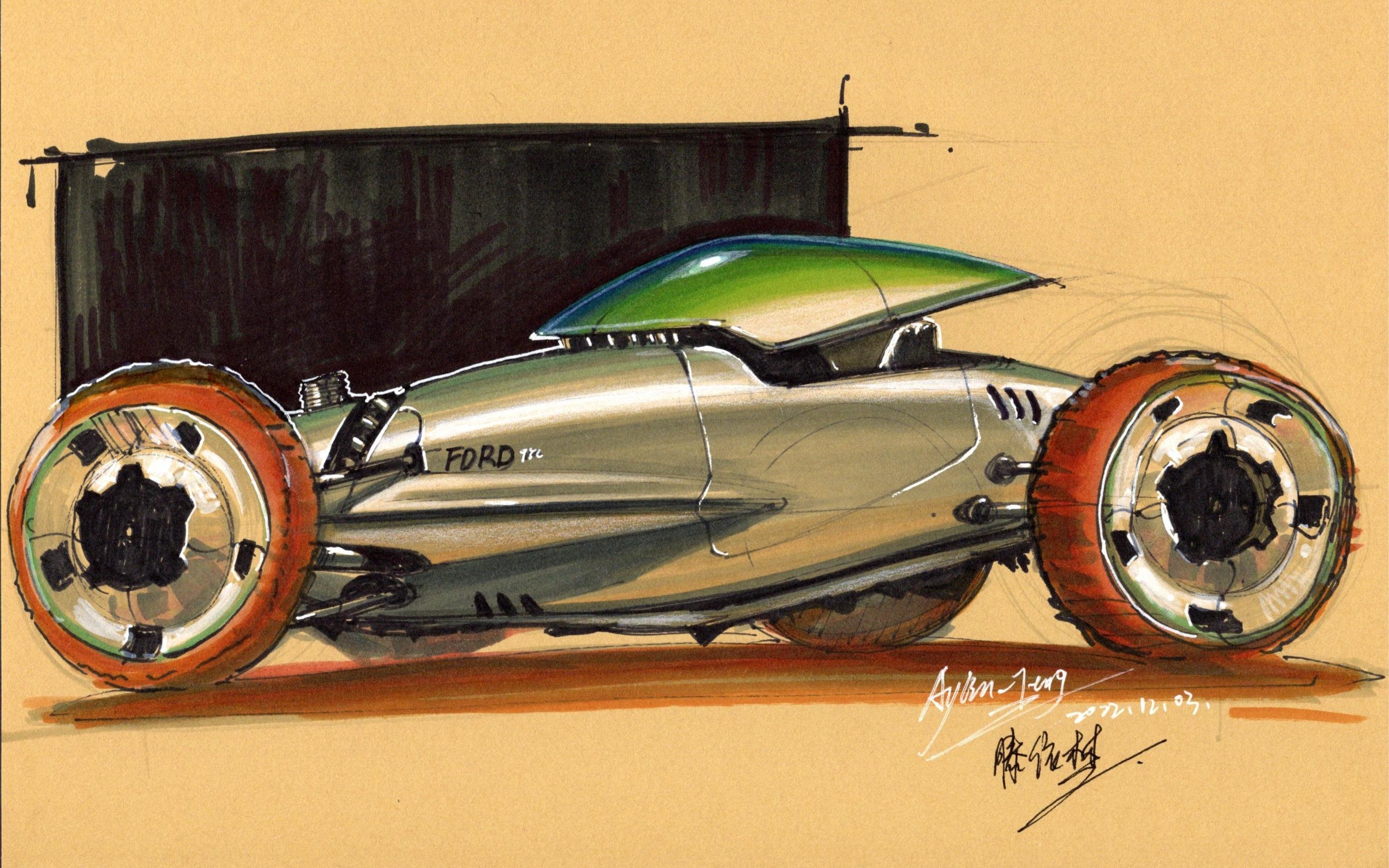 【工业产品设计手绘】概念车马克笔手绘表现(加速配乐版)