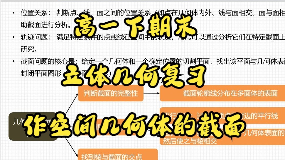 高一下期末立体几何:作空间几何体的截面