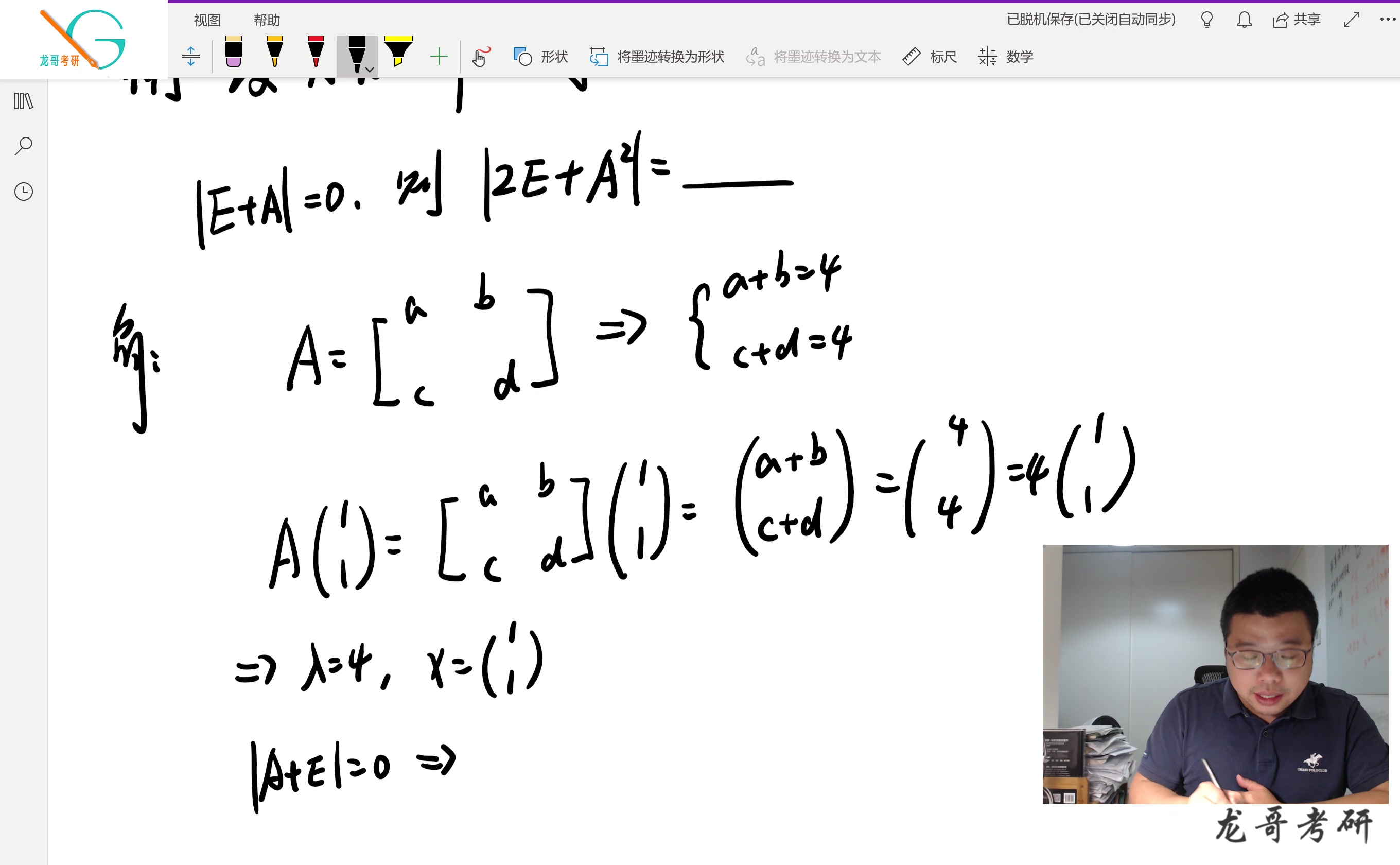 2021考研数学,如果矩阵A的每行元素之和为a,你能推出什么结论?