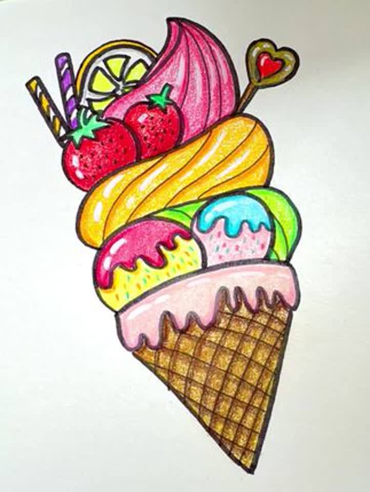 ...小朋友的冰激凌画法 夏天到了,怎能少的了美味的冰激凌呢#简笔画 #...
