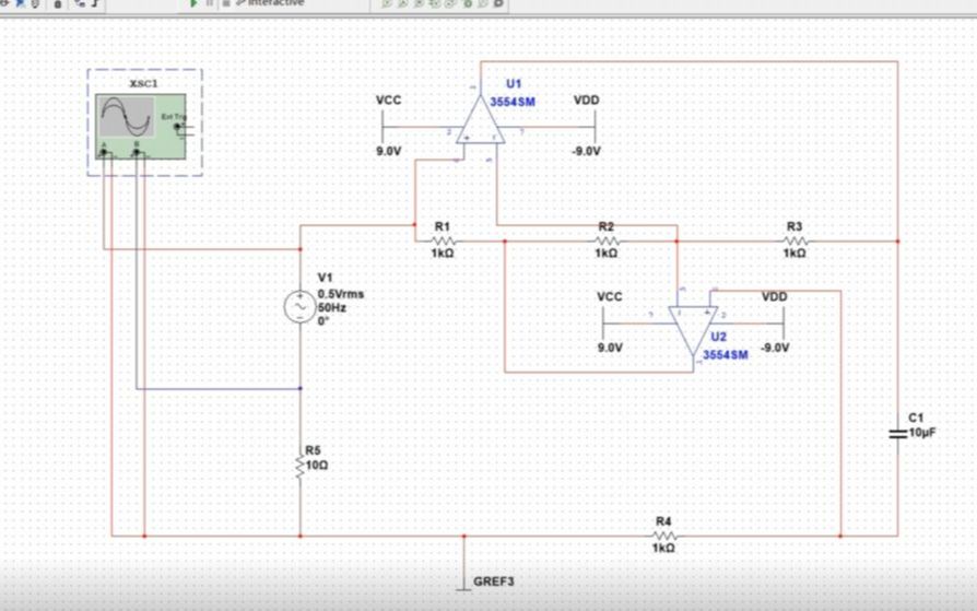 Multisim 14.0模拟回转器
