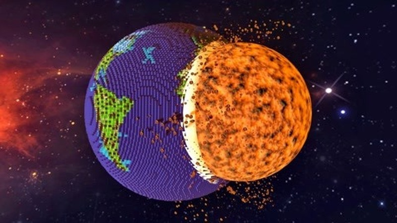 MC动画:我的世界模拟太空行星撞击MC地球