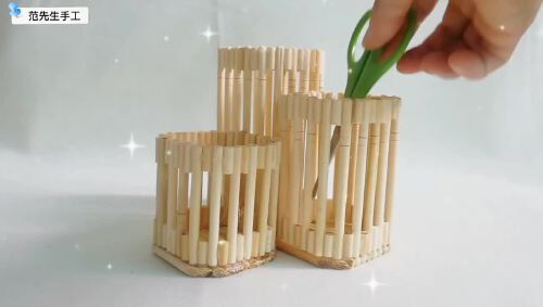 DIY创意文具,用一次性筷子手工自制多功能笔筒,简单又实用
