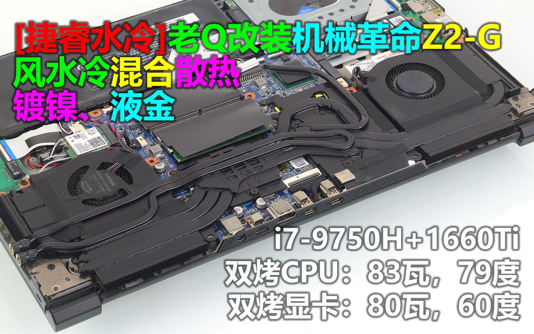 [捷睿水冷]老Q改装机械革命Z2-G水冷散热永劫无间测试,CPU散热器...