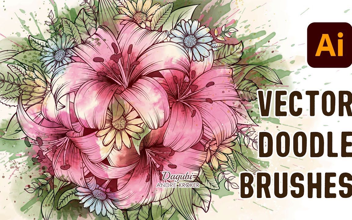 【AI教程】插图画家矢量画-我如何用画笔涂鸦一束乱七八糟的鲜花