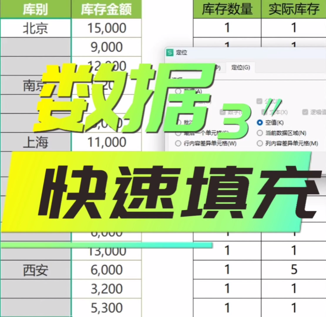 Excel快速填充数据