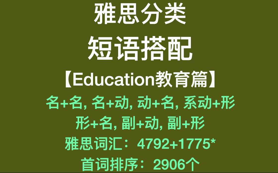 雅思分类短语搭配:教育篇【首词排序】