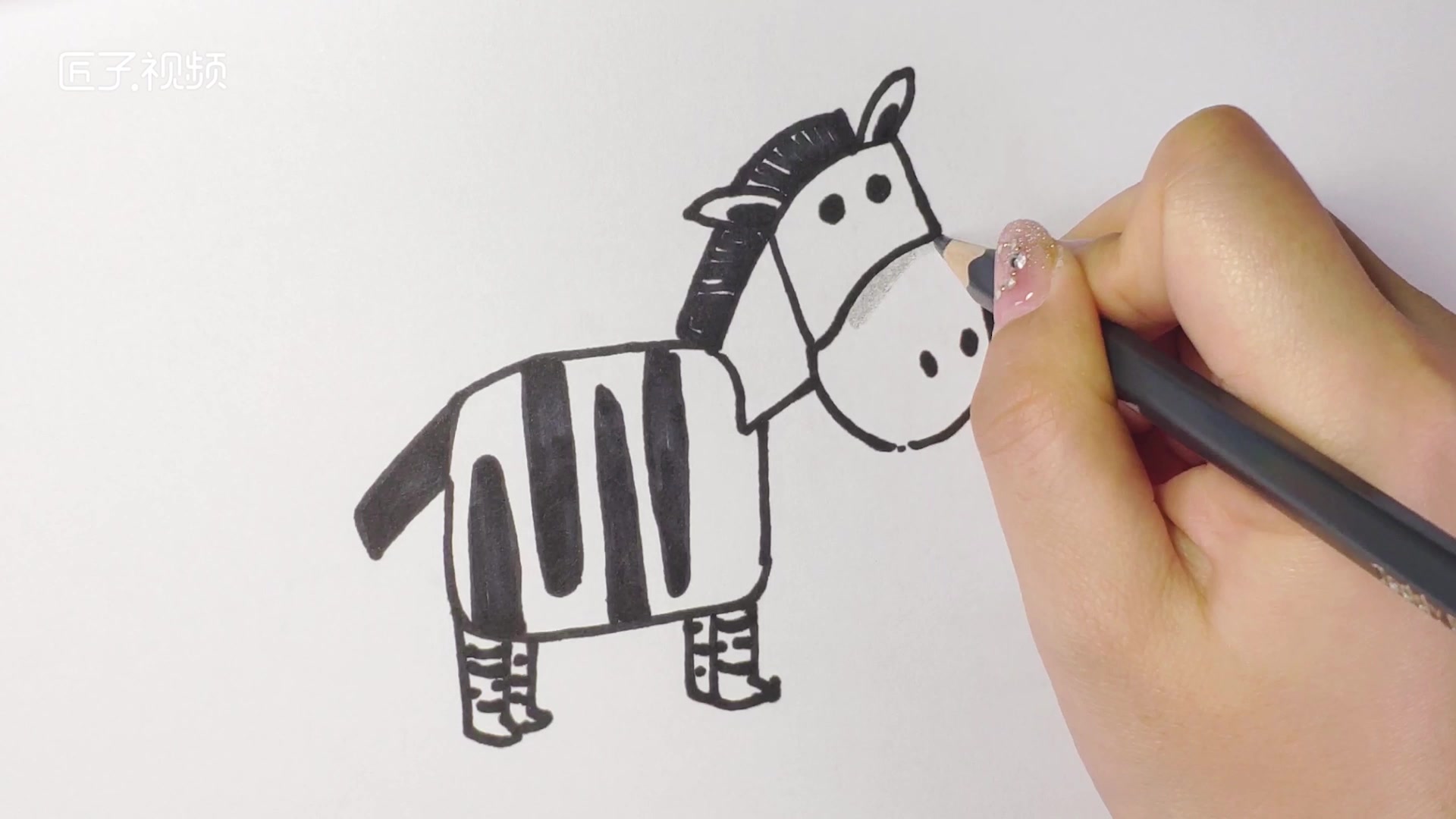 可爱简单斑马,卡通斑马简笔画,孩子三分钟学会!