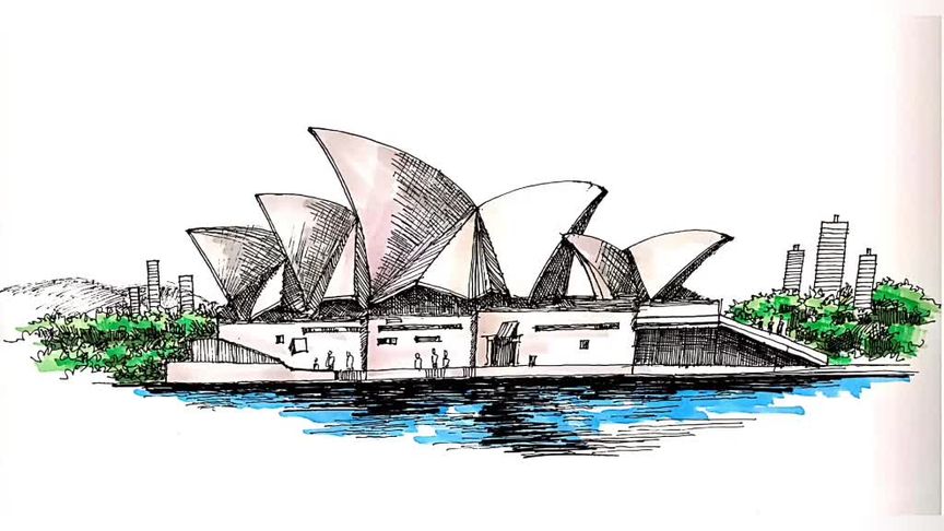 很少画现代建筑,今天感受下!#画画