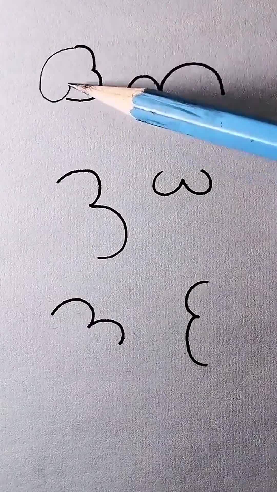 数字3画小动物,带你见识没见过的简笔画法!