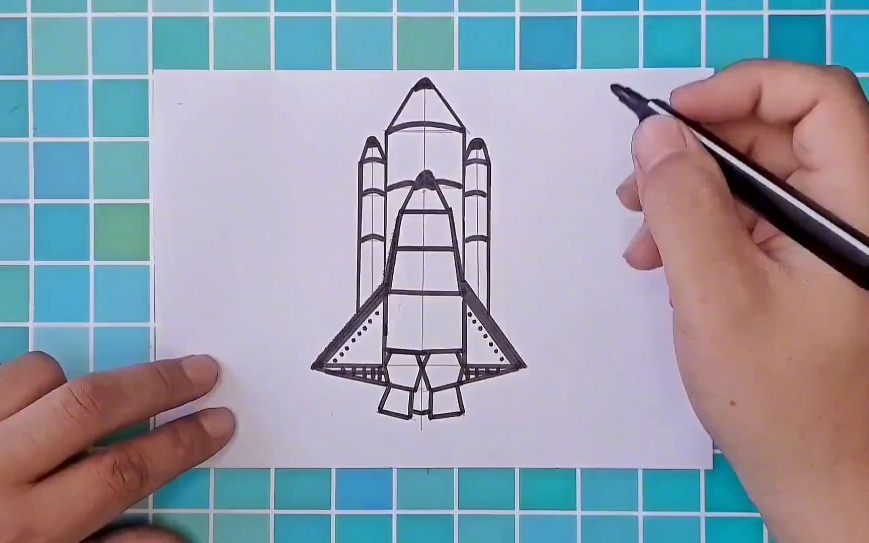 手绘简笔画航天飞机运载火箭,零基础也能画好