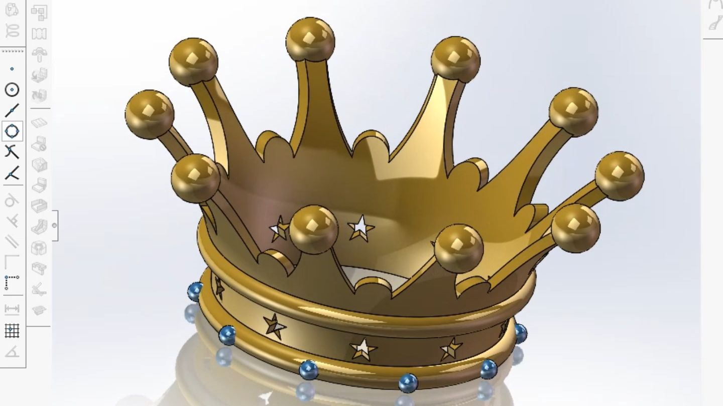 Solidworks皇冠三维模型建模技巧,几分钟快速建模!