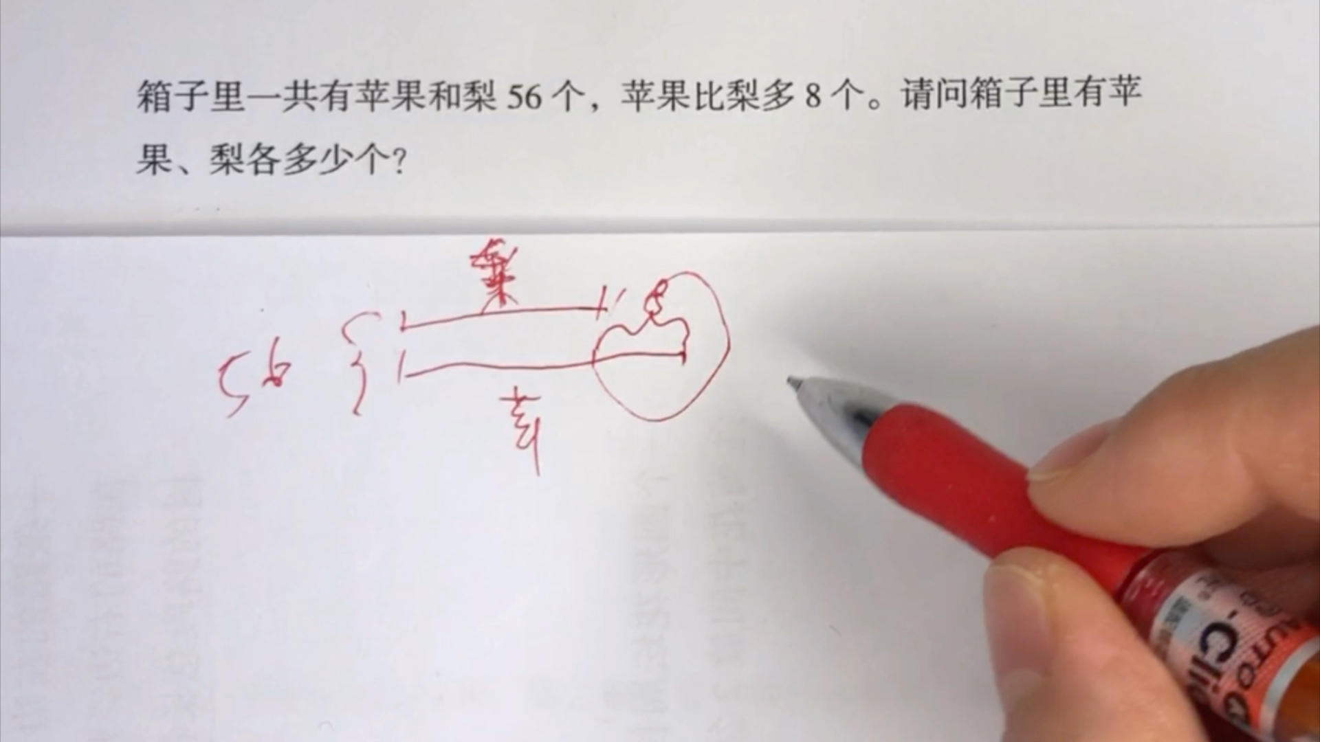 小学二年级《和差、和倍、差倍问题》1,求苹果和梨各多少个?#小学...