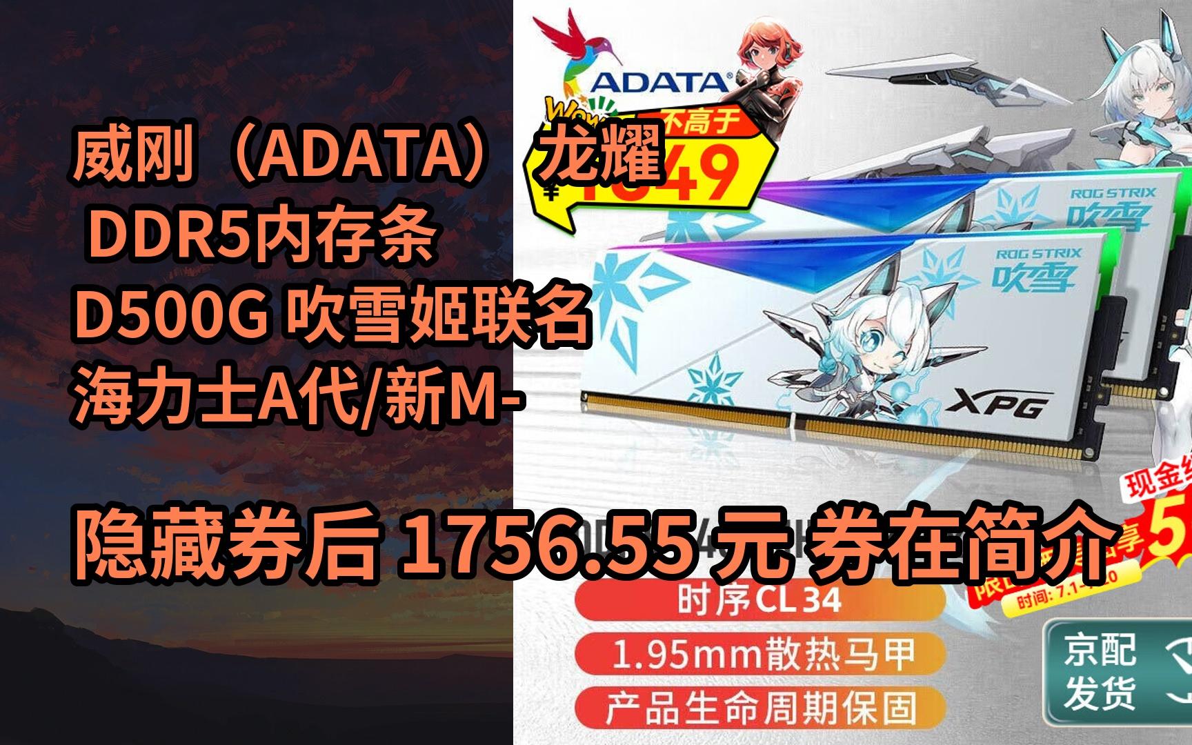 【限҉时券】威刚(ADATA) 龙耀 DDR5内存条D500G 吹雪姬联名...