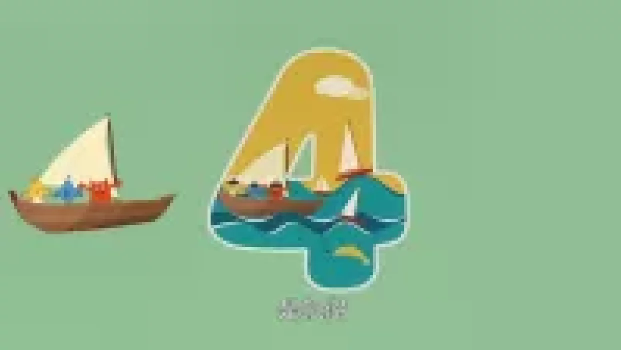 创意手工动画: 数字4像小红旗 幼儿数学启蒙动画片