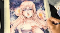 水彩插画, 教你画水彩动漫美少女