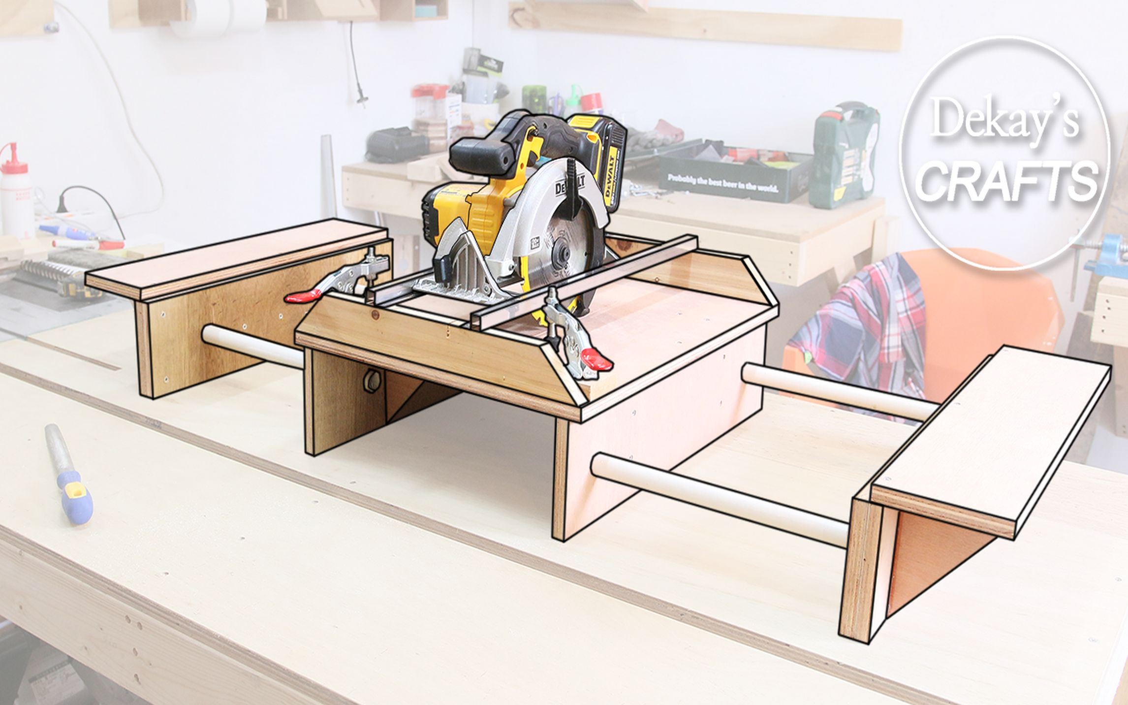 木工师傅自制推拉式圆锯工作台,省钱又实用的设计