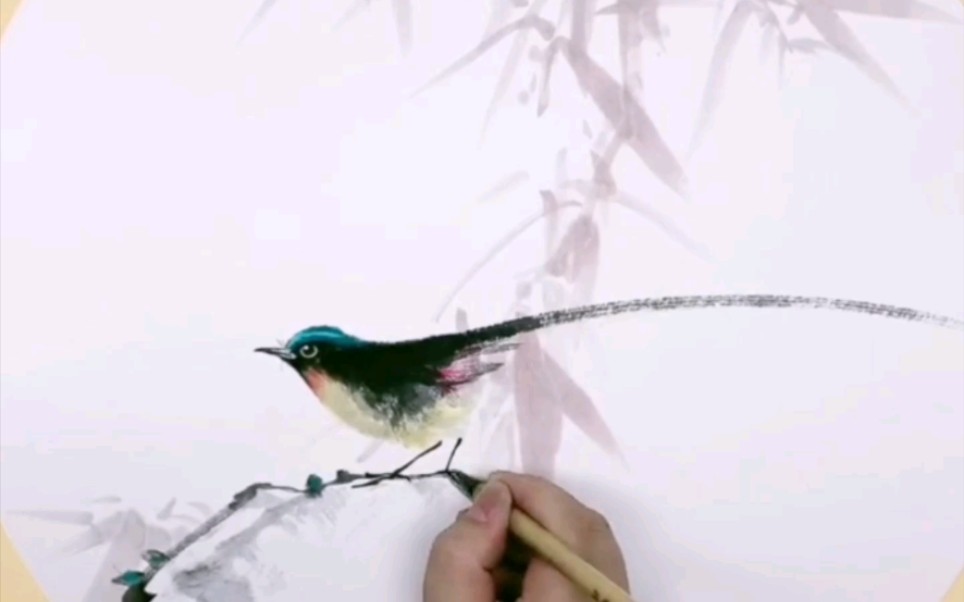【国画写意】国画写意水墨鸟技巧教学,笔法干练,行笔飘逸,功力深厚