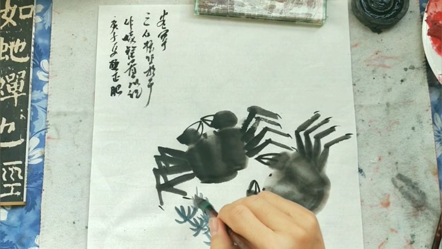 国画螃蟹的画法!简单,小白妙变高手。
