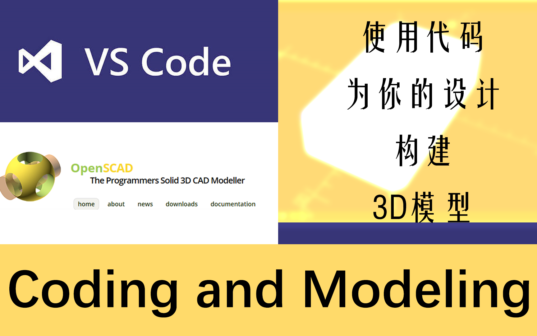 【三分钟简介】使用代码为你的设计构建3D模型(OpenScad)00