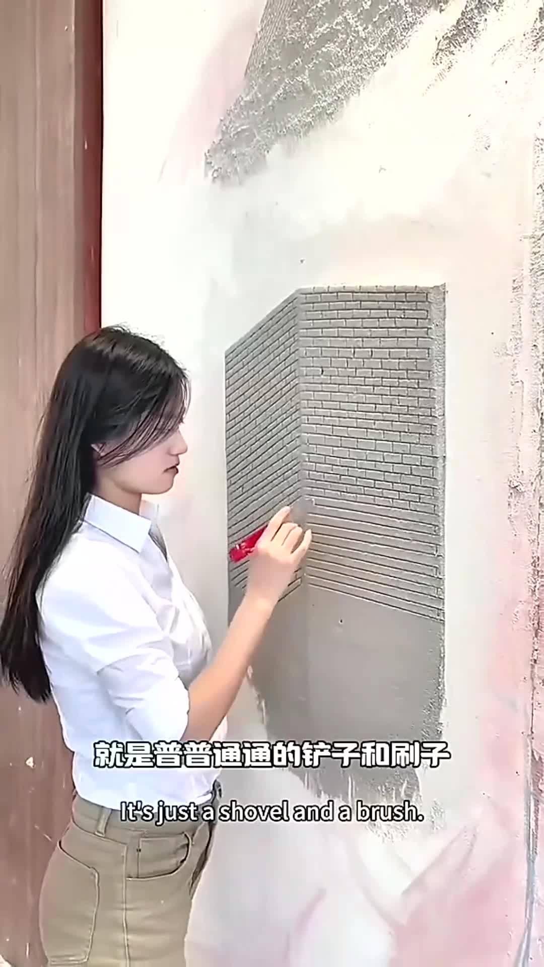 女孩是个绘画天才,画了一副万里长城图,太震撼了。