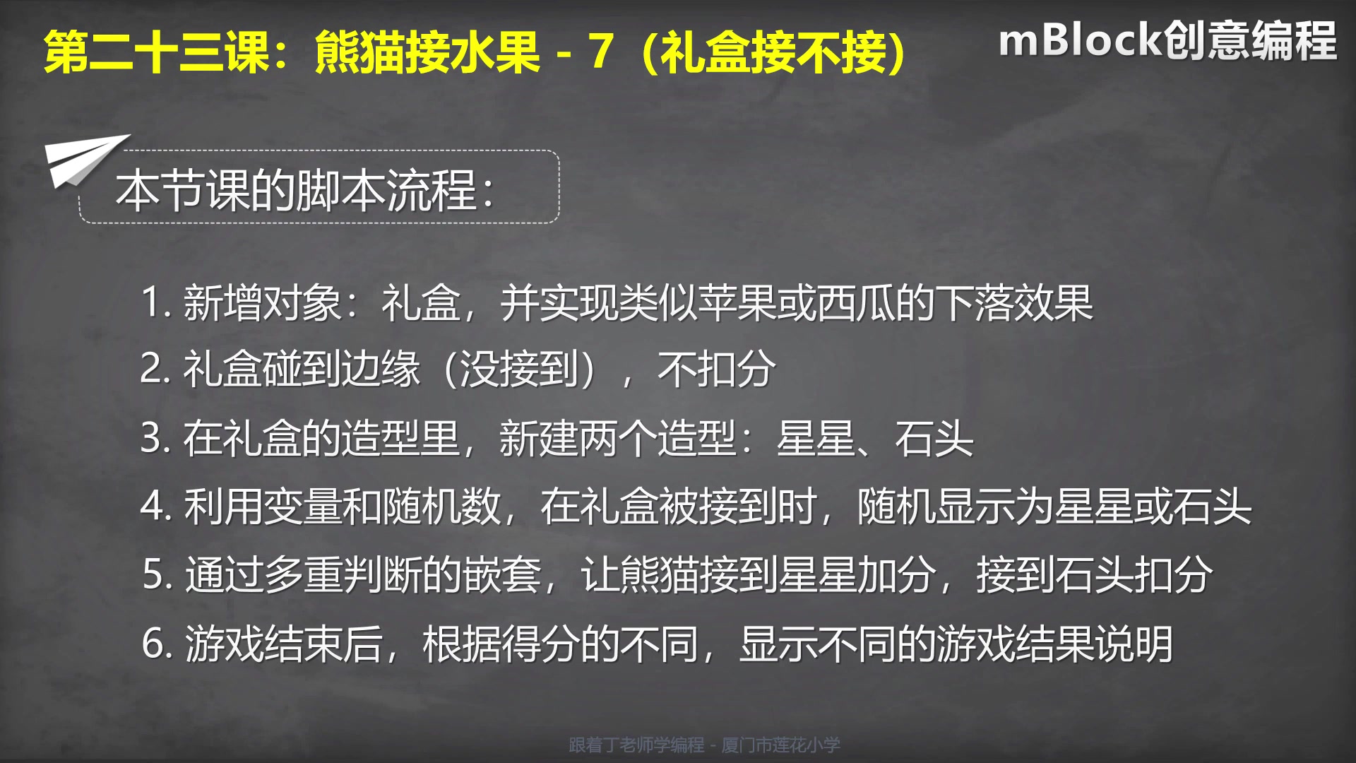 【跟着丁老师学编程】mBlock创意编程__第二十三课:熊猫接水果 - 7(...