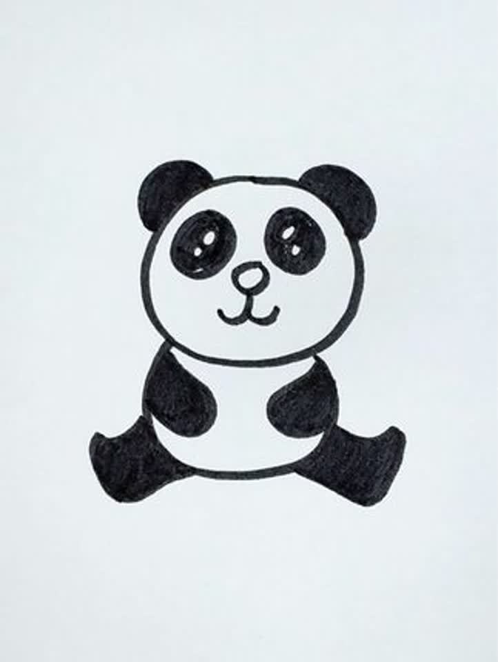 熊猫简笔画来了,快来一起画吧 #儿童简笔画 #画画